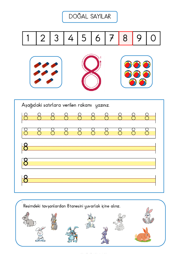 8 Rakamı Çalışma Fasikülü Haftalık Ödev - DersLig