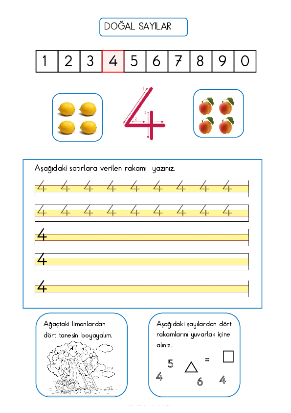 4 Rakamı Çalışma Fasikülü Haftalık Ödev - DersLig